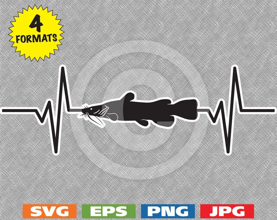 Heartbeat - Flathead Catfish Image - Svg Die Cut Cutting File PLUS Eps ...