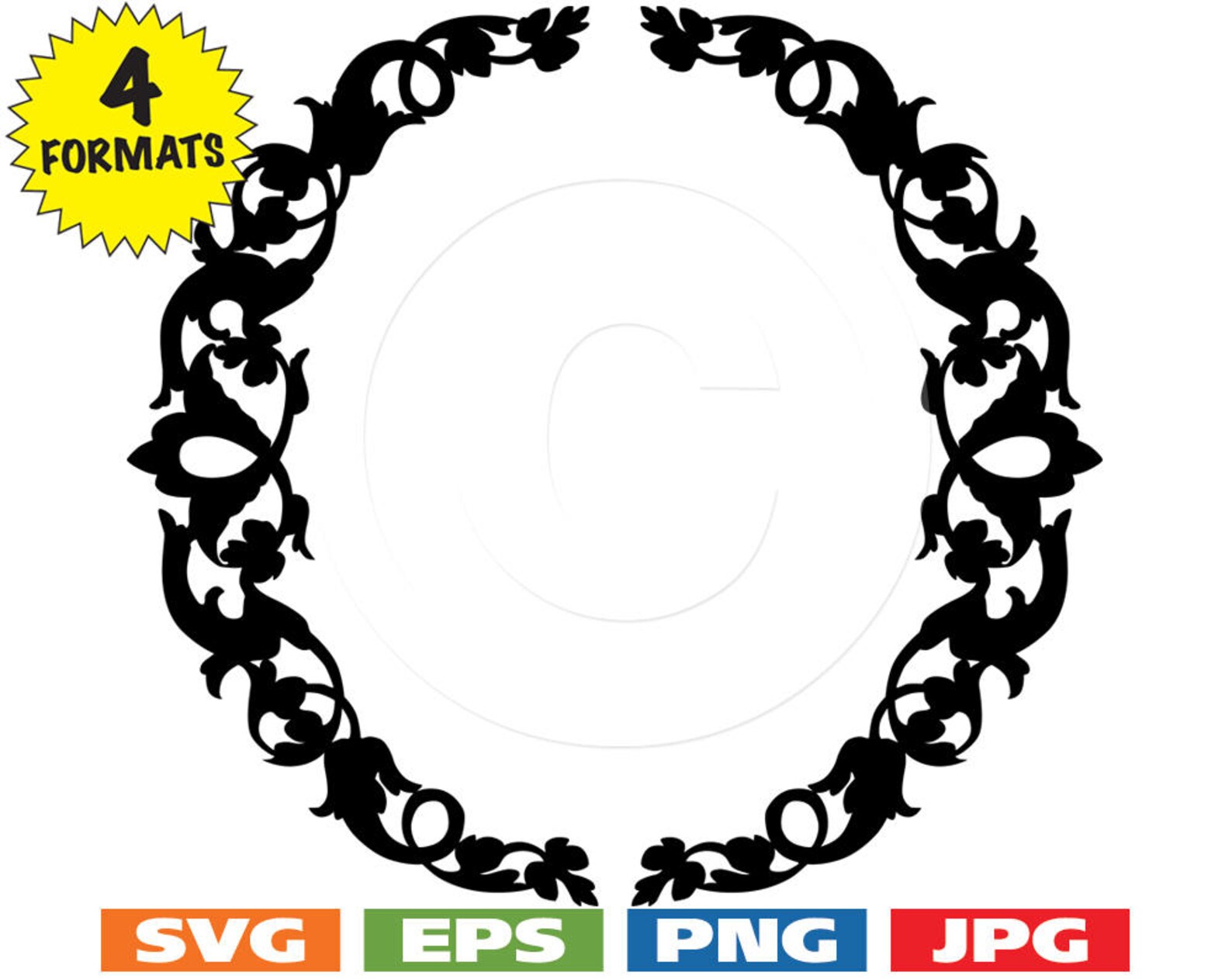 Floral Wreath Border/Frame Clip Art Image svg cutting file | Etsy