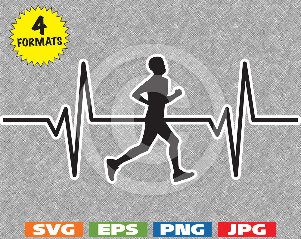 Heartbeat Running Man Image Svg Cutting File PLUS | Etsy