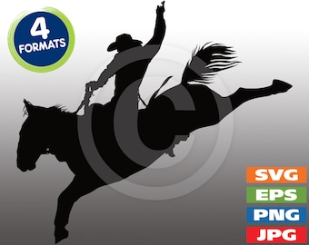 Bronc Rider Svg - Etsy