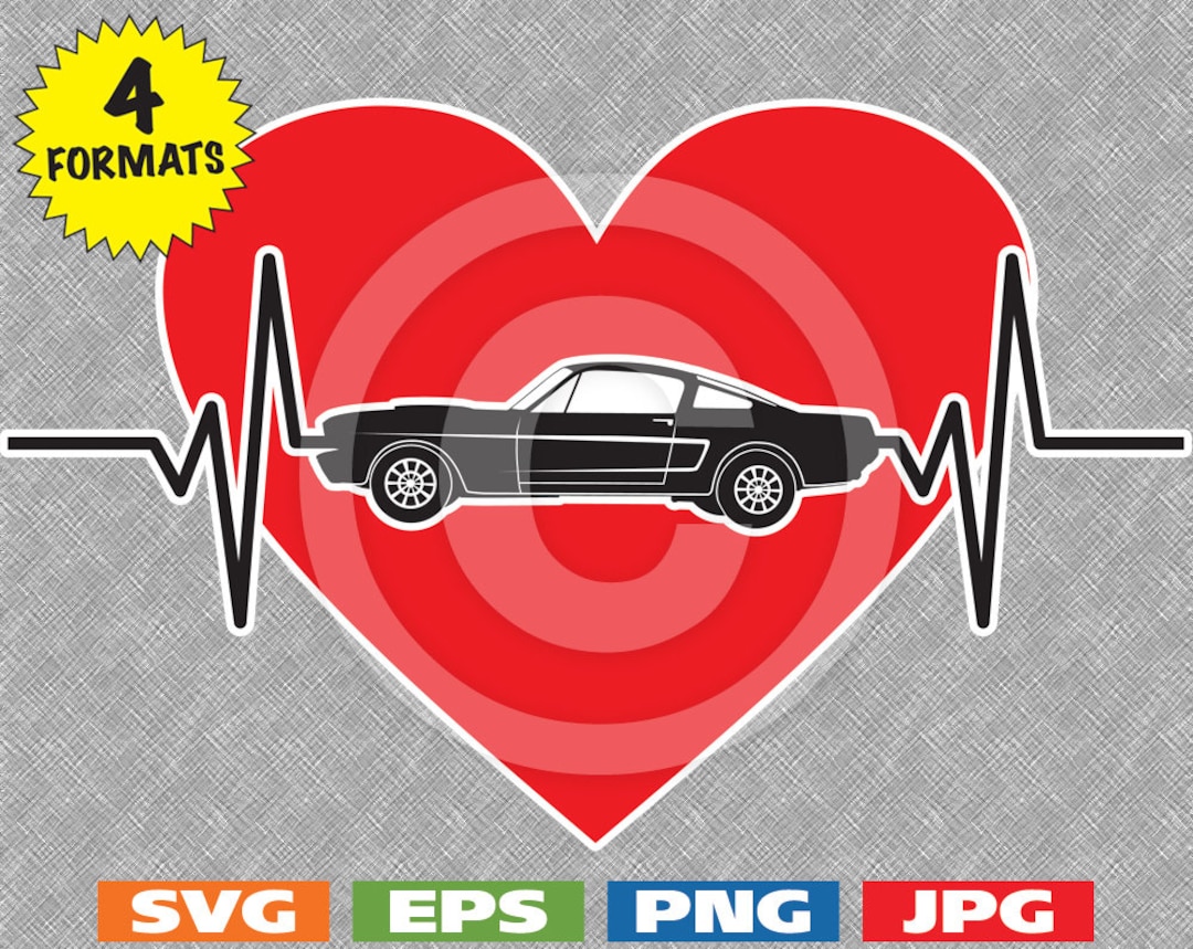 Heartbeat With 1966 Classic / Antique Muscle Car on Top of Red Heart ...