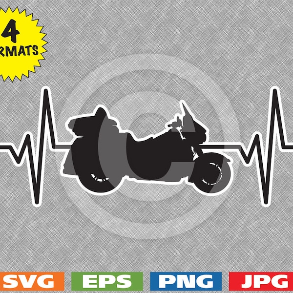 Motorcycle Heartbeat Svg - Etsy