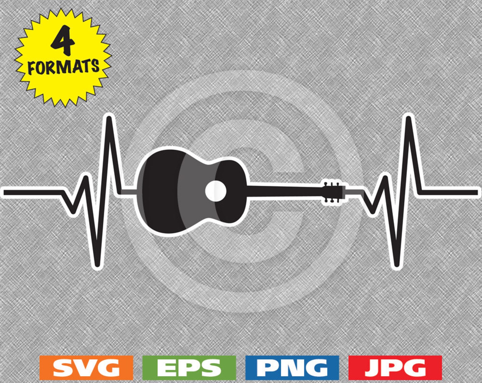 Heartbeat - Guitar Image - Svg Cutting File PLUS Eps/vector, Jpg, Png ...