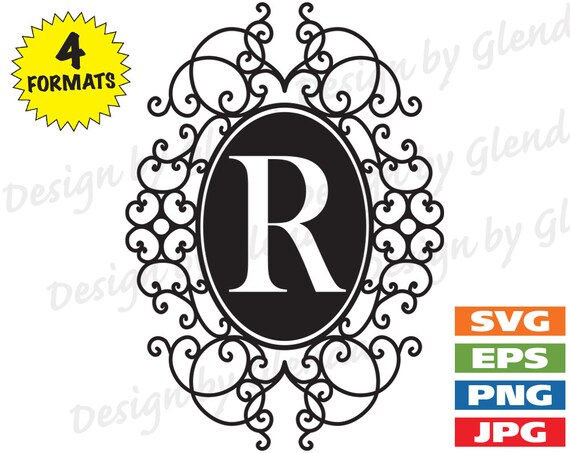 Ornamental Frame With the Letter R Svg Cutting Files PLUS - Etsy