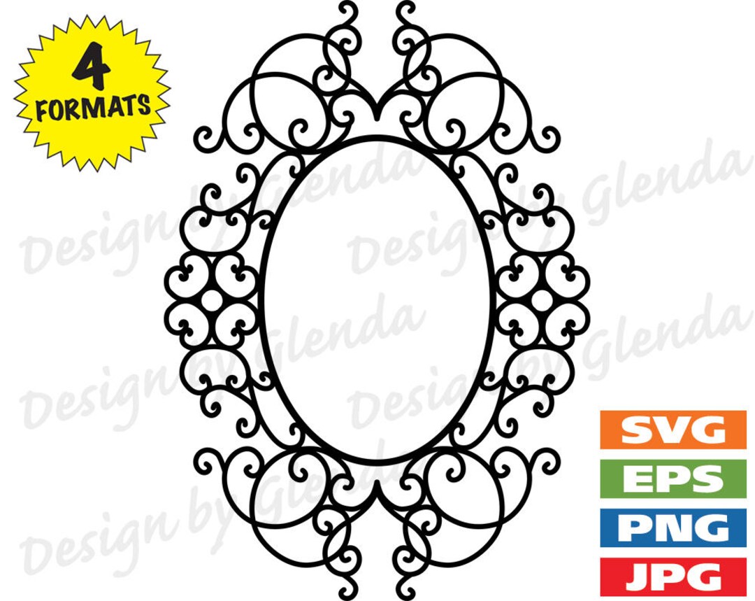 Ornamental Wrought Iron Look Photo Frame-005 - Svg Cutting File PLUS ...