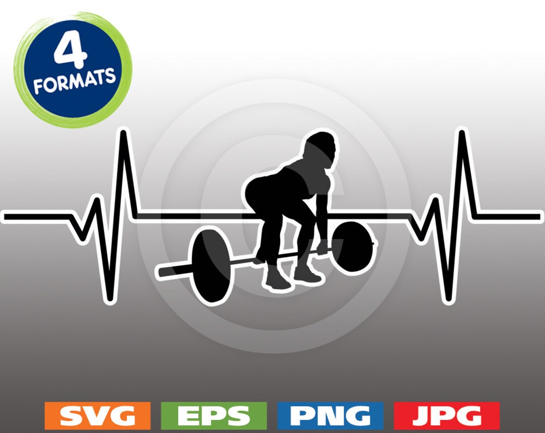 Heartbeat - Female Weightlifter Image - Svg Cutting File PLUS Eps ...