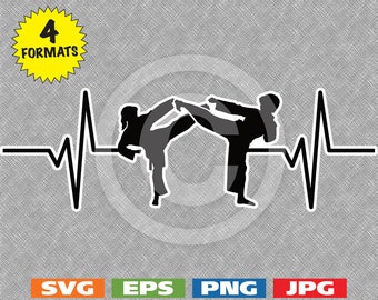 Heartbeat Martial Arts Karate Kick Image Svg Cutting File | Etsy