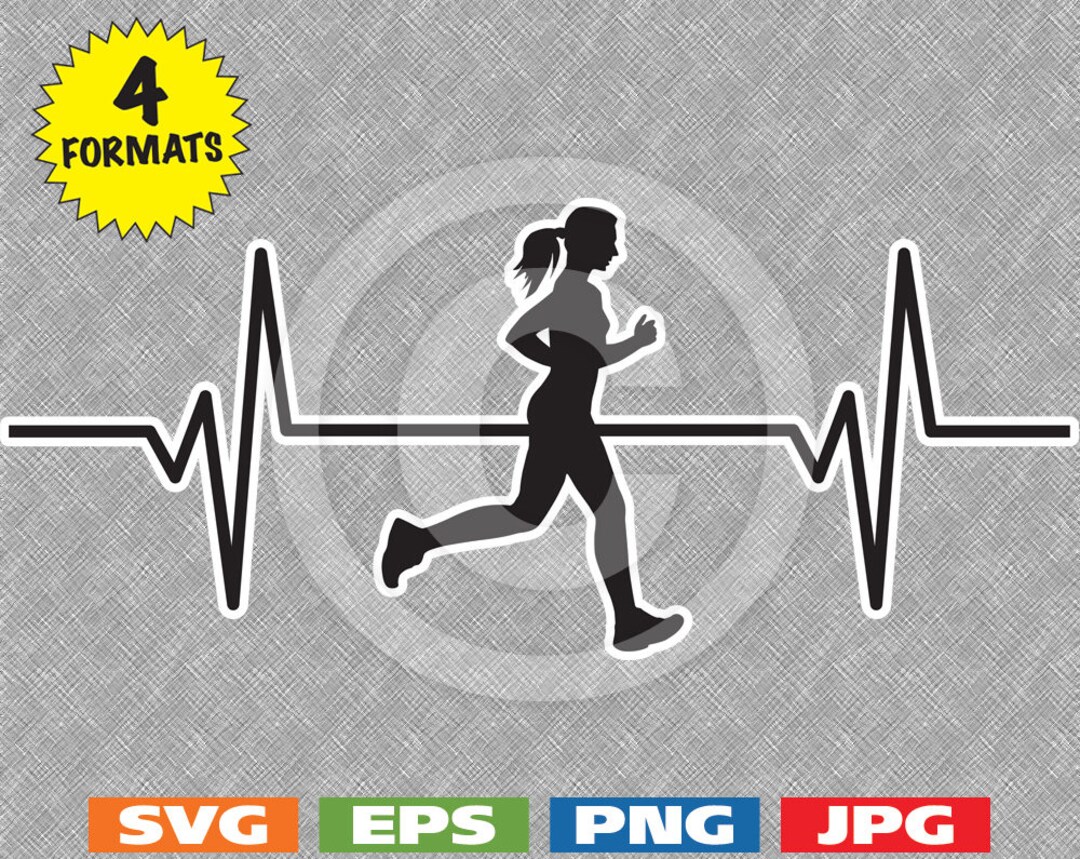 Heartbeat - Woman Jogger Image - Svg Cutting File PLUS Eps/vector, Jpg ...