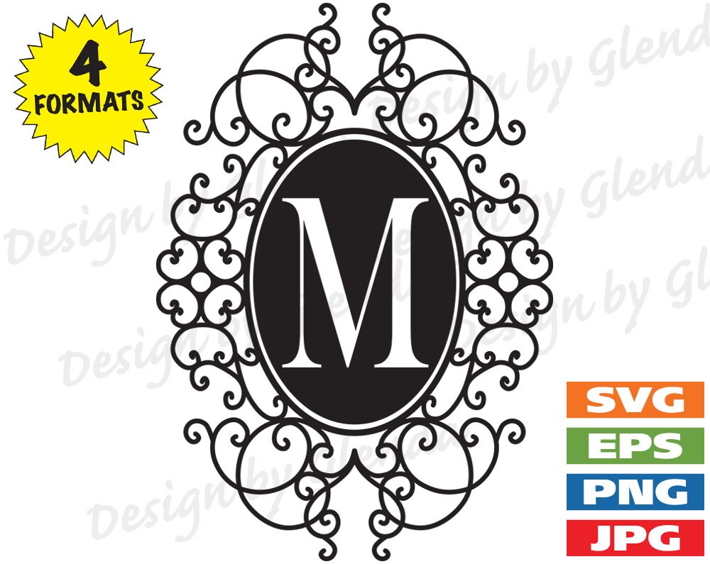 Ornamental Frame With the Letter M Svg Cutting Files PLUS | Etsy