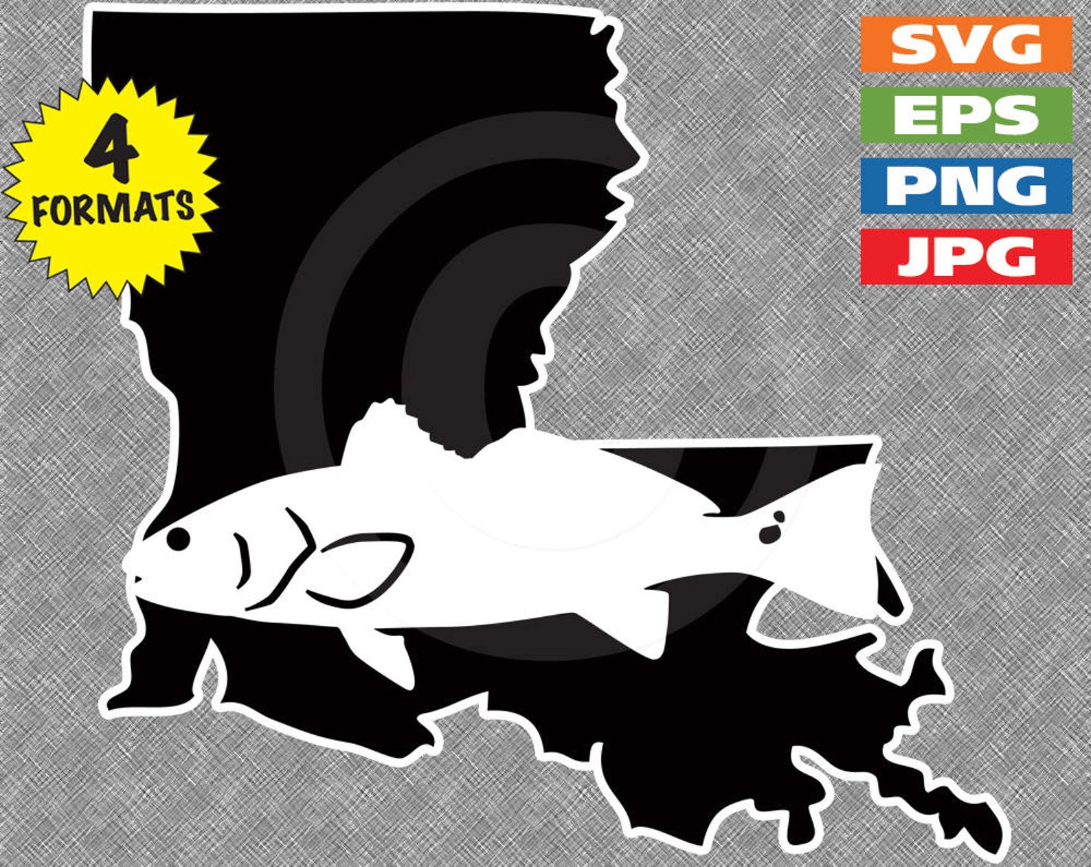 Louisiana With Redfish Image Svg Cutting File PLUS | Etsy