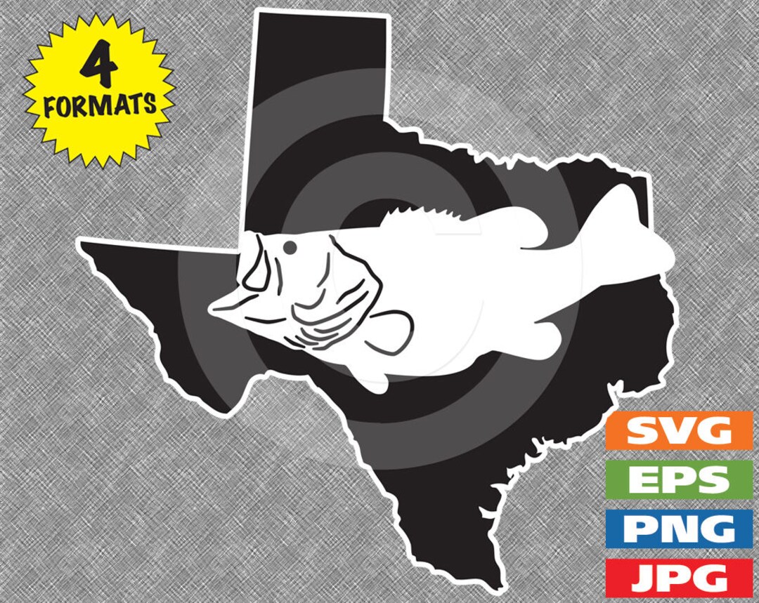 Texas With Largemouth Bass - Svg Cutting Files PLUS Eps/vector, Jpg ...