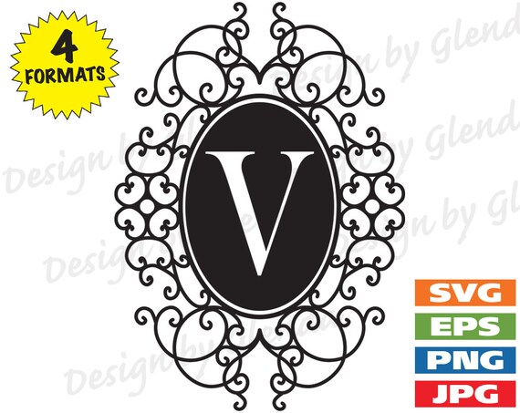 Ornamental Frame With the Letter V Svg Cutting Files PLUS | Etsy