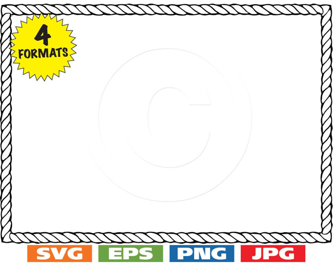 Rectangle Rope Border With Square Corners- Svg Cutting File PLUS Eps ...