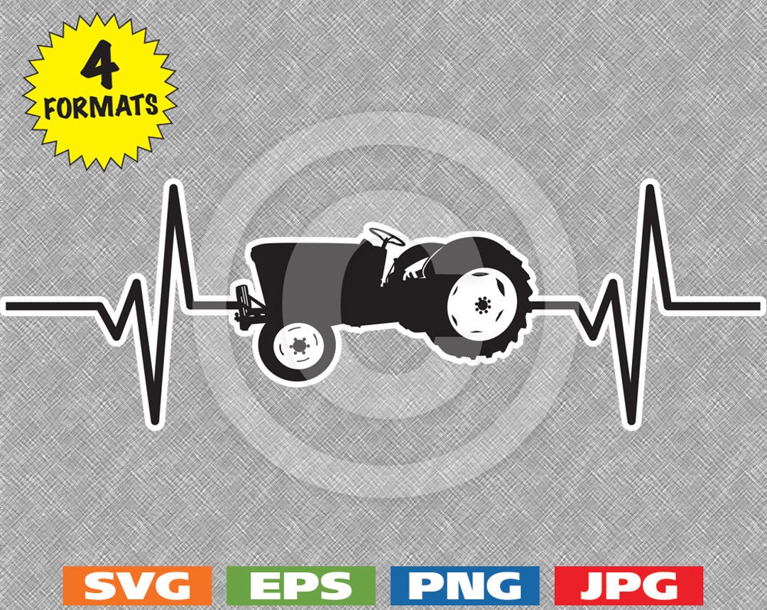 Heartbeat - Antique / Classic Tractor Image - Svg Cutting File PLUS Eps ...