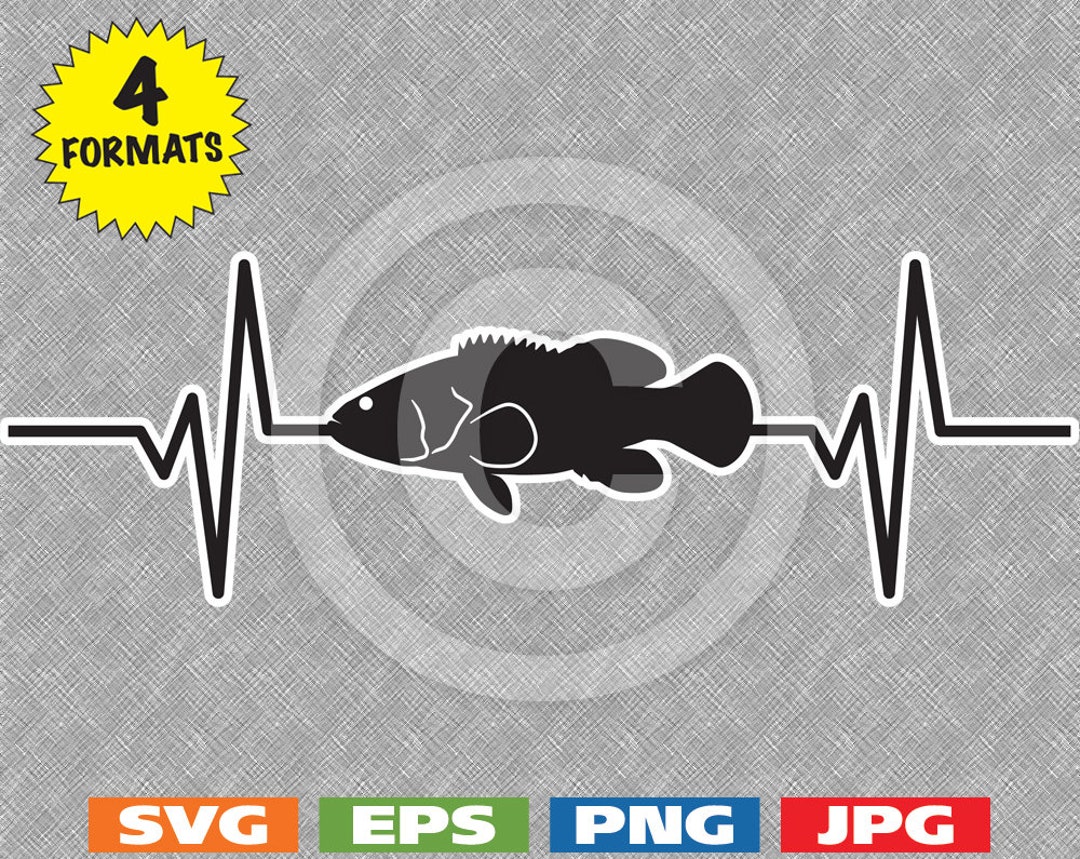Heartbeat - Goliath Grouper Image - Svg Cutting File PLUS Eps/vector ...