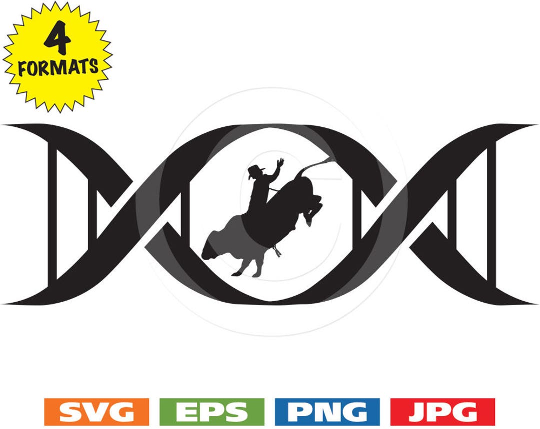 In My DNA Bull Rider in a DNA Symbol - Svg Cutting Files PLUS Eps ...