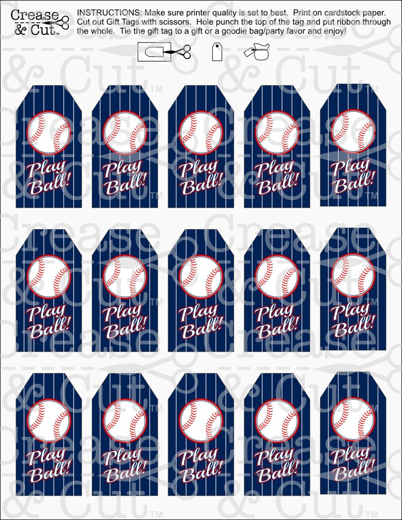 DIY Baseball Gift Tags for Goodie Bags Treat Bags Party Favors | Etsy