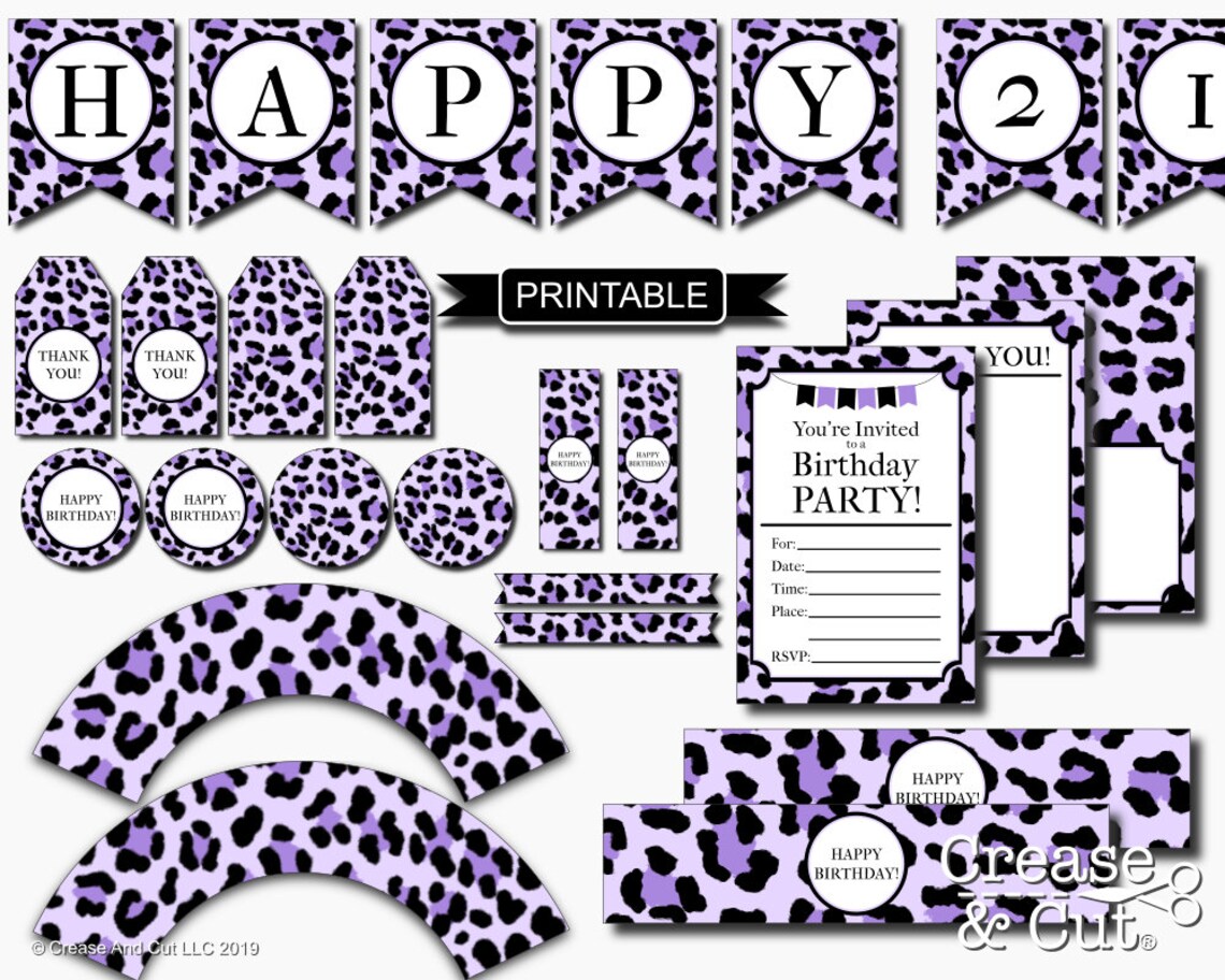 DIY Purple Leopard Print Birthday Party Decorations Printable - Etsy