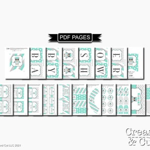 DIY Printable Aqua Mint Gray Chevron Owl Themed Baby Shower Gender ...