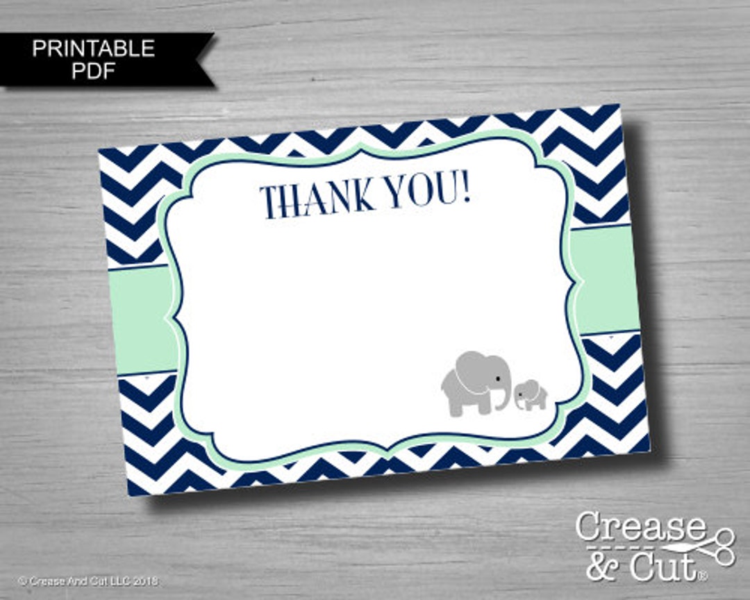 DIY Printable Mint Green Navy Blue Elephant Theme Baby Shower Baby ...