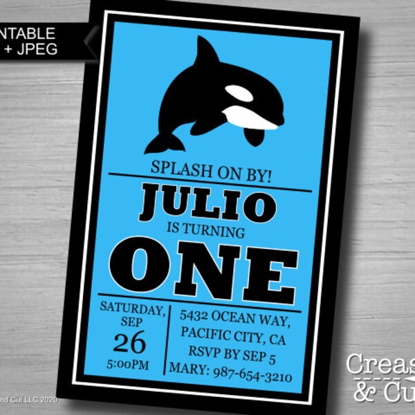 Orca Birthday Party Invitation - Etsy