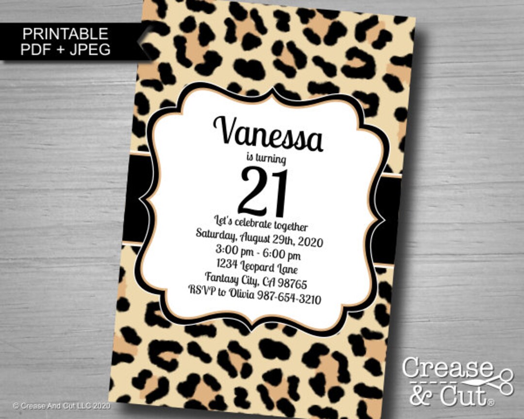 Leopard Print Birthday Party Invitation Cheetah Print Invite Printable ...