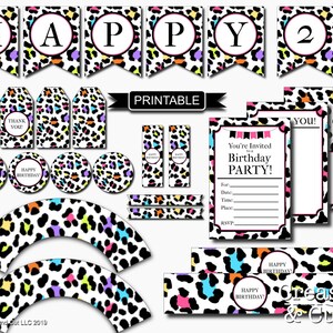 DIY Rainbow and White Leopard Print, Cheetah Print, Birthday Party ...