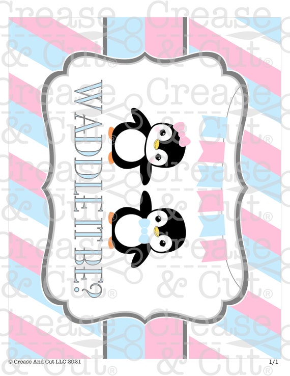 Printable Penguin With Bows Waddle It Be Sign in Baby Blue - Etsy