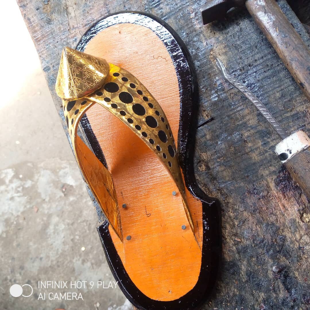 Gold Traditional Slippers-african Traditional Slippers-ghana ...