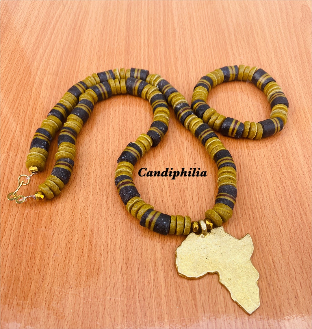 Black African Map Pendant Necklace for Men-african Statement Necklace ...