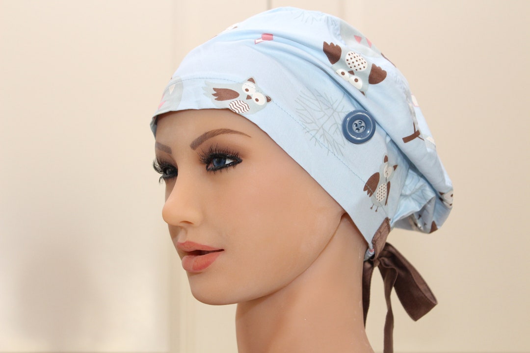 Surgical Cap Women Personalized, Pediatric Owl Scrub Caps, Scrub Hats ...