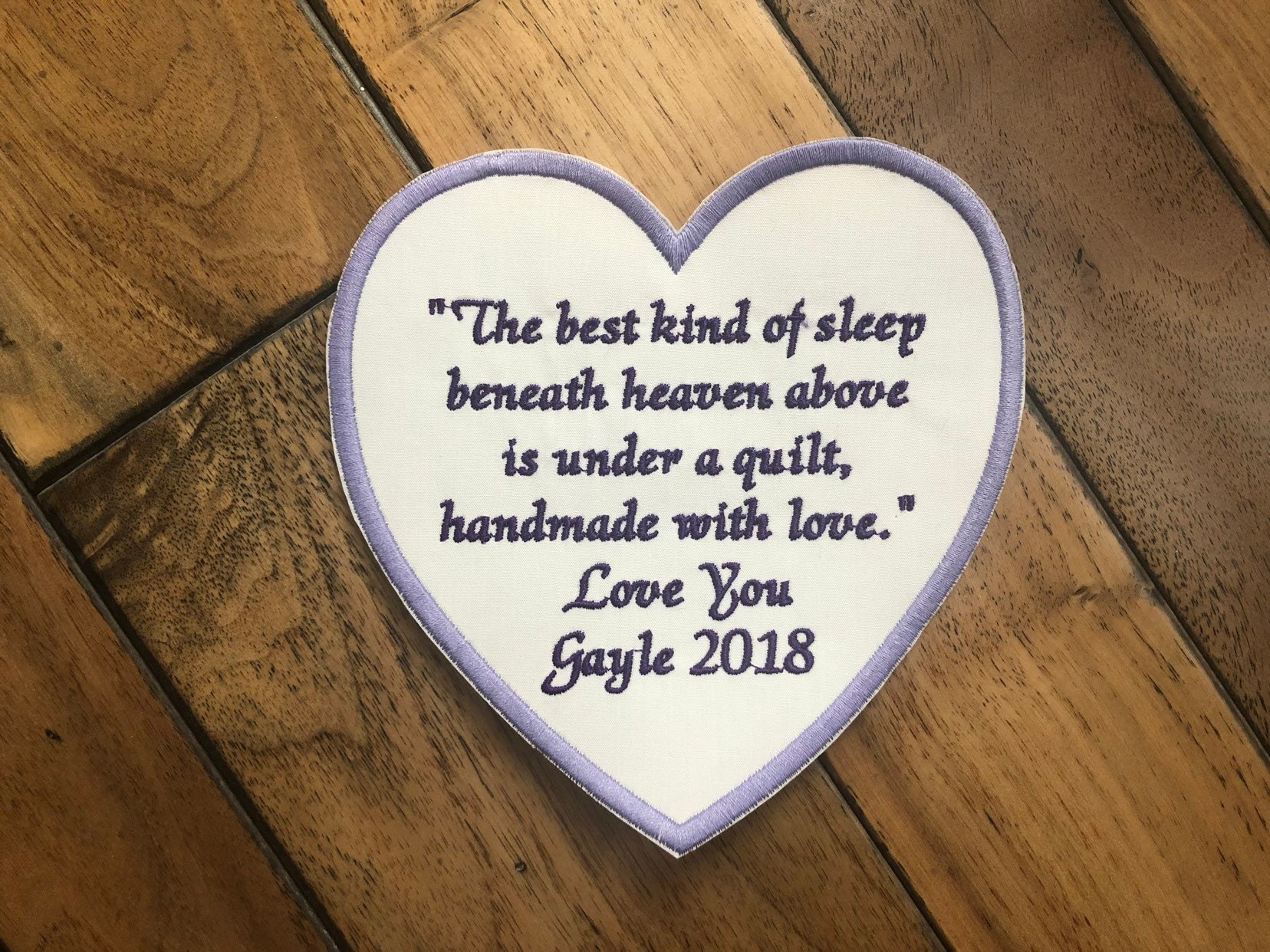 Heart Quilt Label Personalized, Custom Embroidery Quilt Patch, 6x6 ...