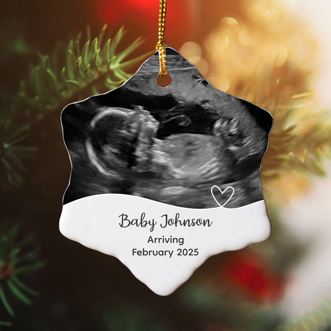 Baby Ultrasound Photo Ornament, Custom Sonogram Christmas Holiday ...