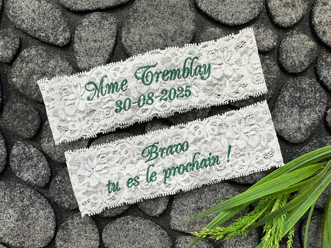 Wedding Garters Set or Single Personalized, Embroidered Bride Keepsake ...