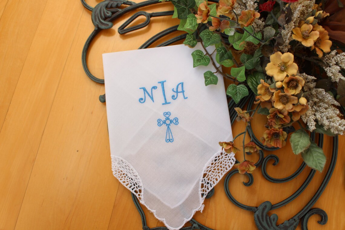 Custom Baptism Handkerchief, Personalized Christening Napkin ...