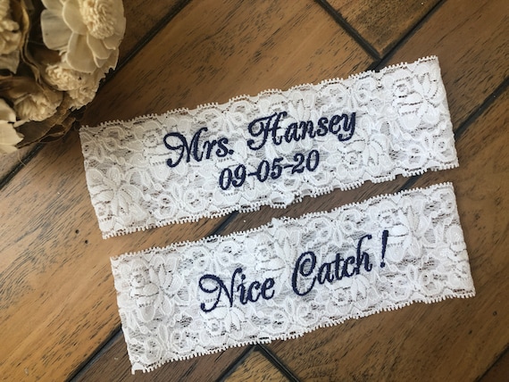 Wedding Garters Set or Single Personalized Embroidered Bride - Etsy