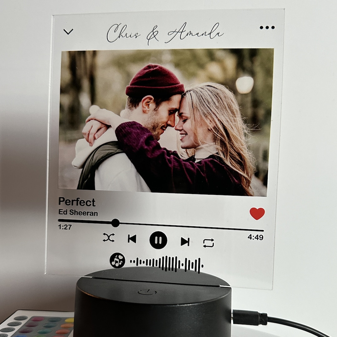 Custom Photo and Song Acrylic Plaque, Smart Scannable Sound Wave LED ...