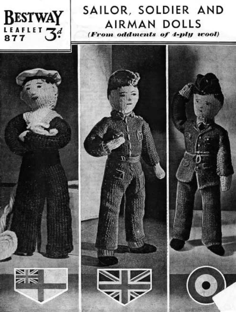 PDF Vintage Knitting Patterns X 4 – Airman, Soldier, Sailor, Women’s ...
