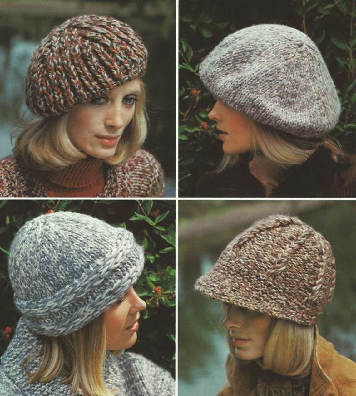 PDF Chunky Hats Knitting Patterns X 4 Vintage Retro Chunky - Etsy