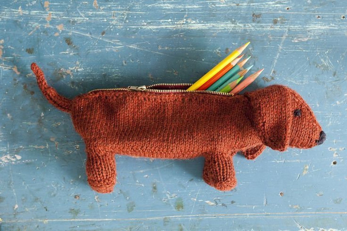PDF Dog Pencil Case Knitting Pattern – Vintage, Retro, Toy, Pencil Case ...