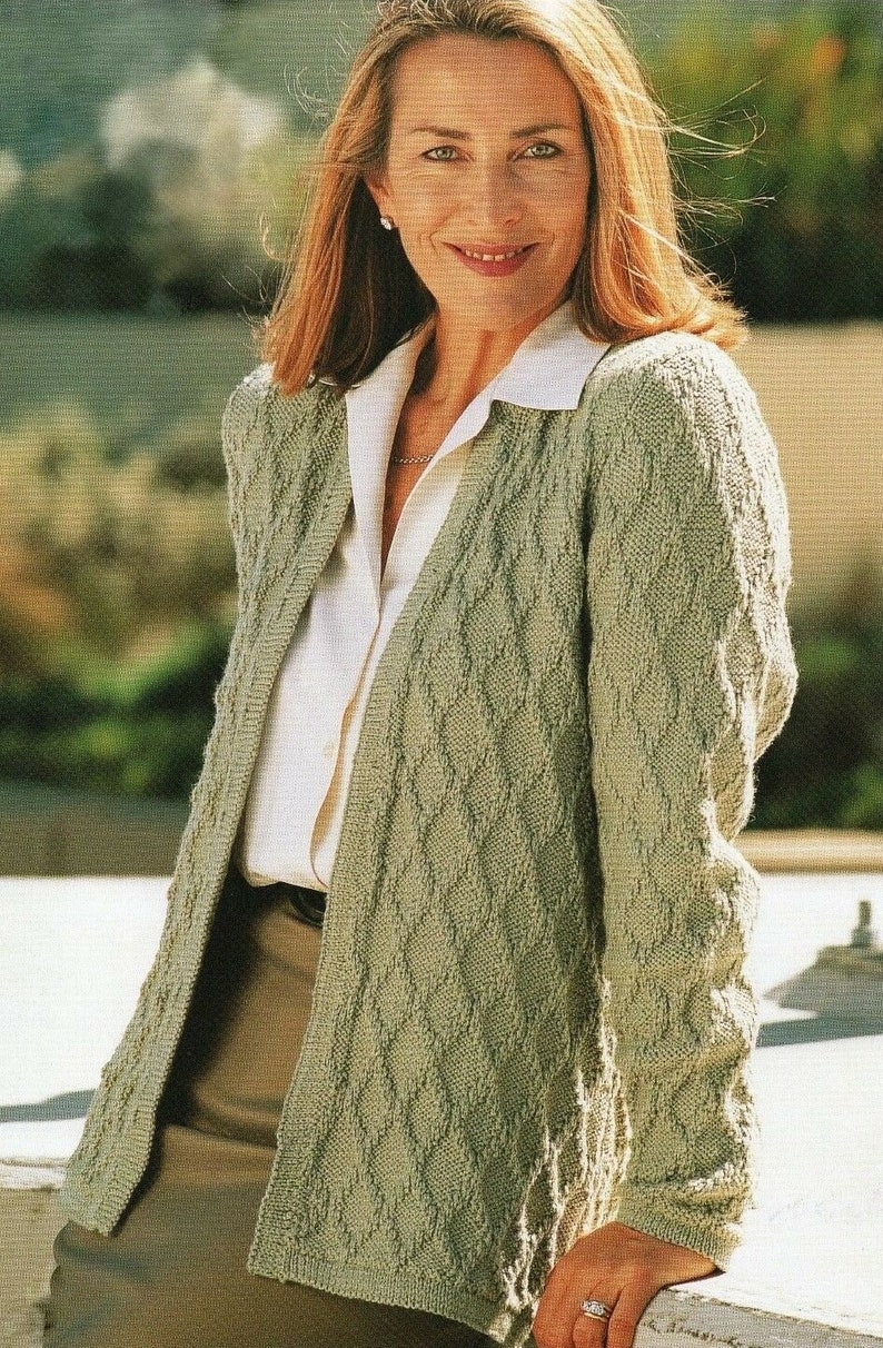 PDF Diamond Textured Ladies Cardigan Knitting Pattern - Etsy UK