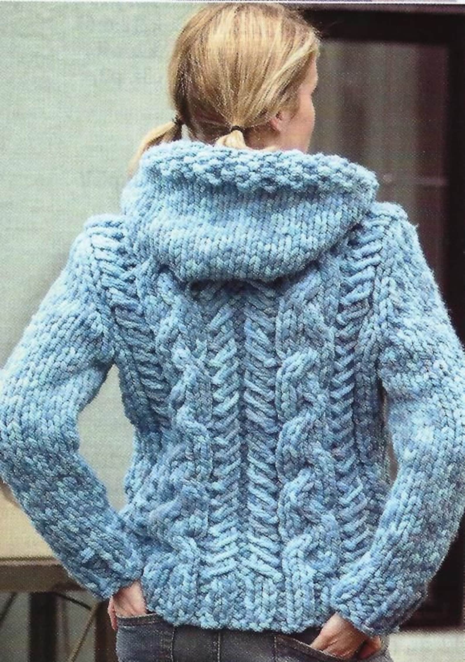 PDF Chunky Cabled Cardigan Knitting Pattern – Vintage, Retro, Chunky ...