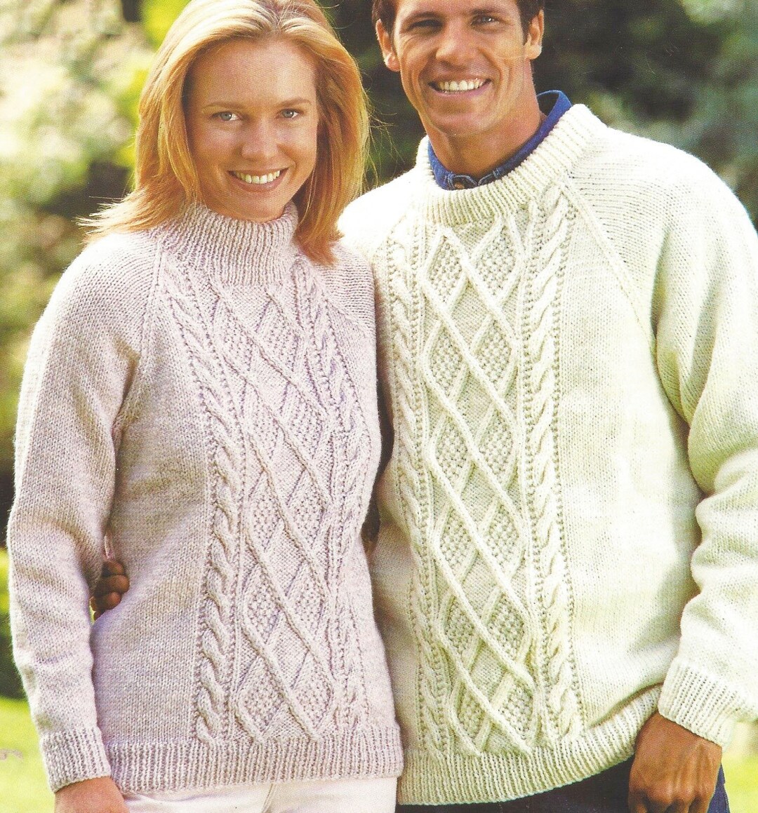 PDF Cable Aran Jumper Knitting Pattern – Vintage, Aran, Retro, Chunky ...