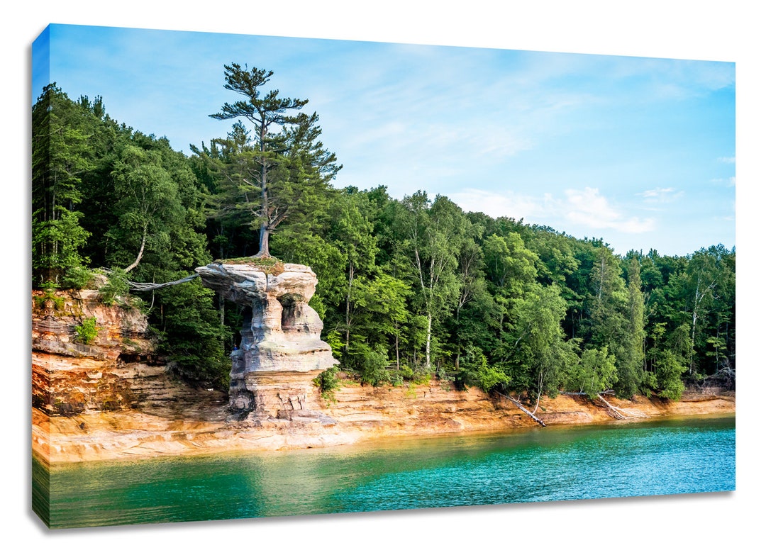 Pictured Rocks Print Large. Chapel Rock Michigan. Lake - Etsy
