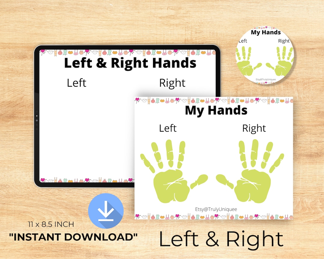 Learning Left and Right Activities Sheet Hand Practice Page Preschool ...