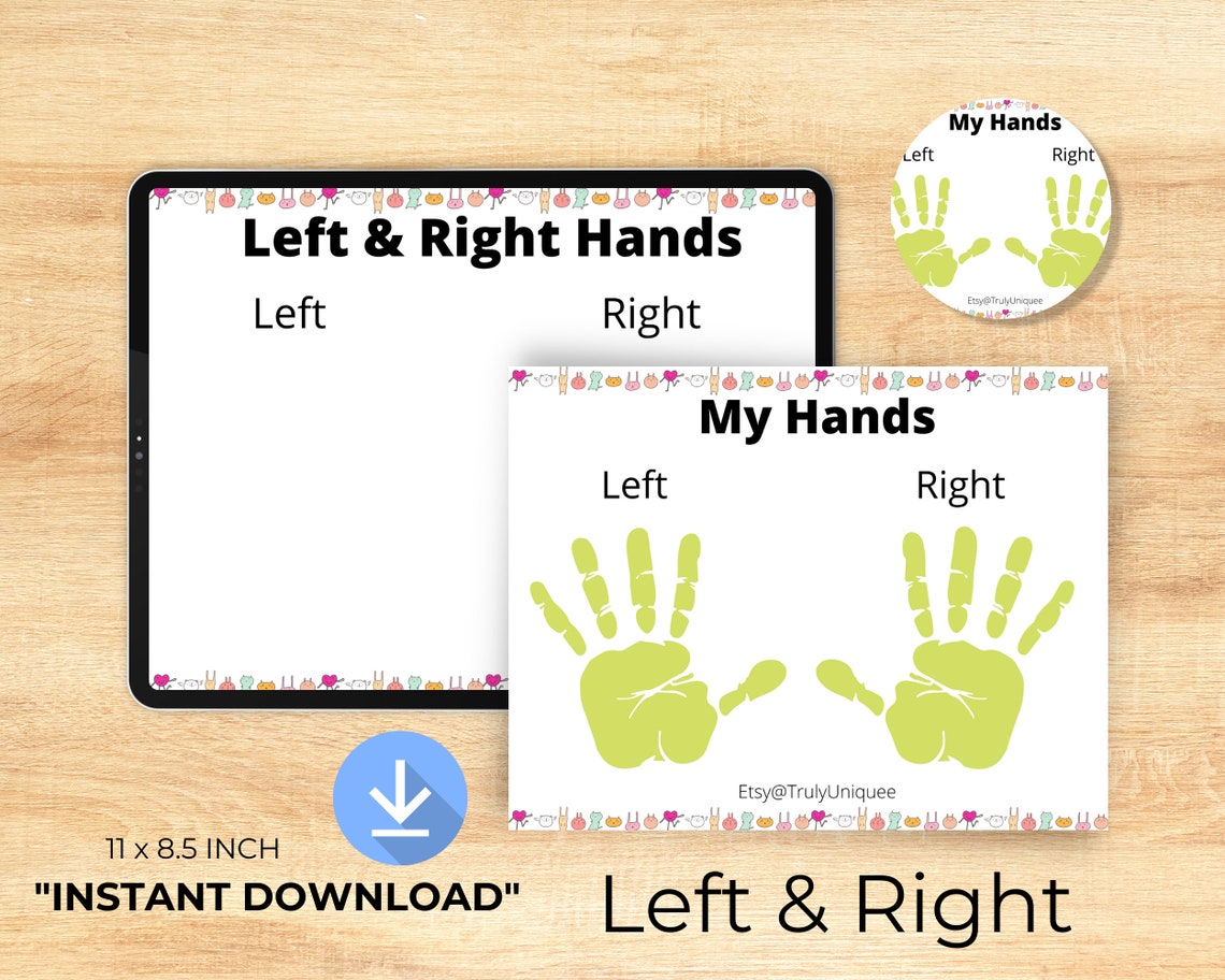 Learning Left and Right Activities Sheet Hand Practice Page Preschool ...
