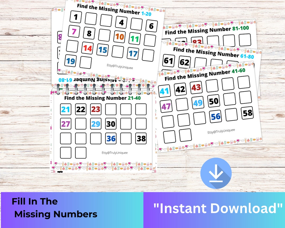 Missing Numbers 1-100 Numbers Activities Sheet Practice Page Count to ...