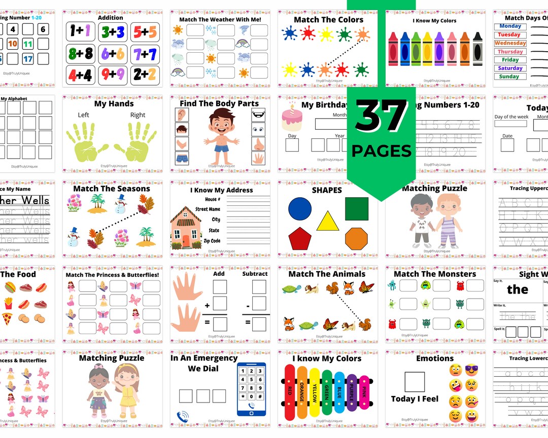 Preschool - Kindergarten Busy Binder 37 Pages,learning Readiness ...