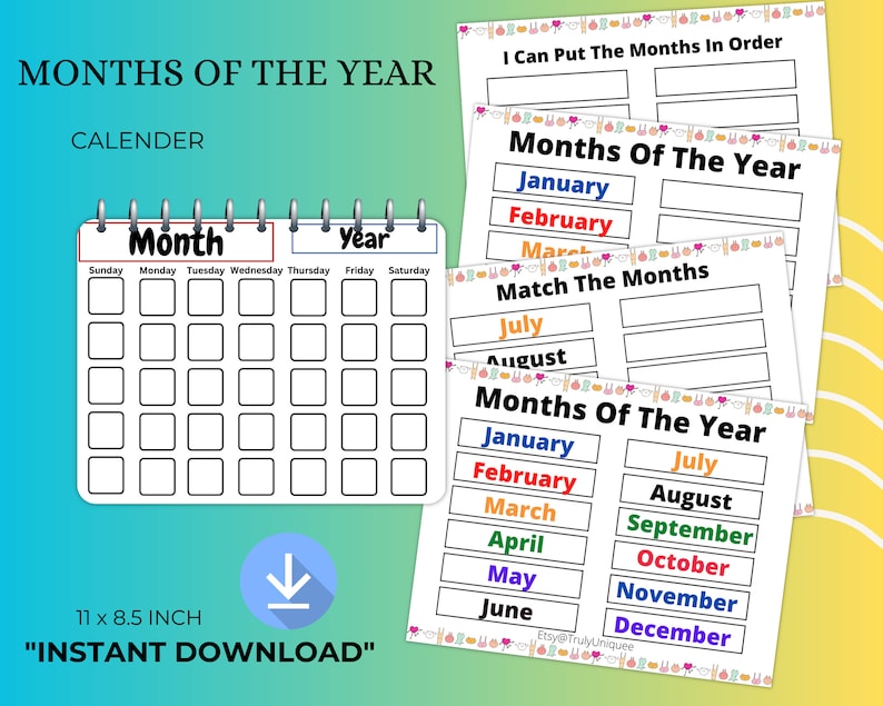 Months of the Year Month Prek Activities Sheet Kindergarten Practice ...