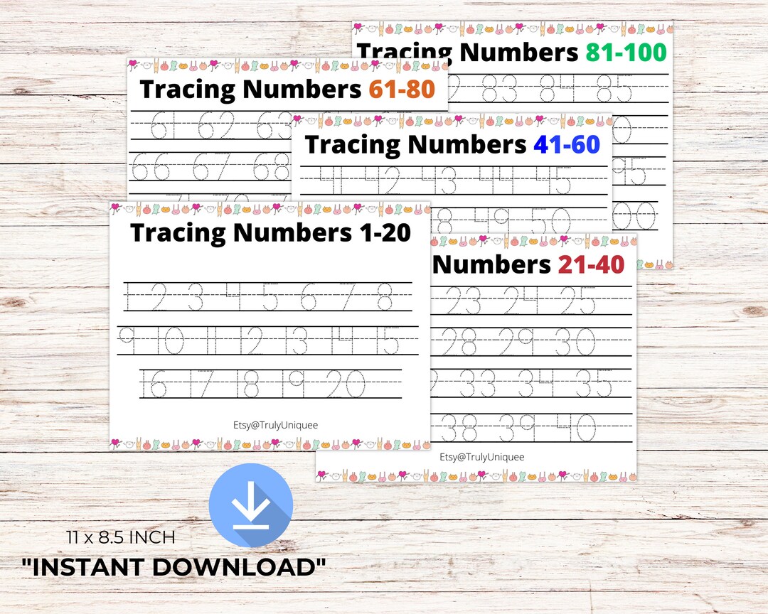 Tracing Numbers 1-100 Numbers Activities Sheet Trace Practice Page ...